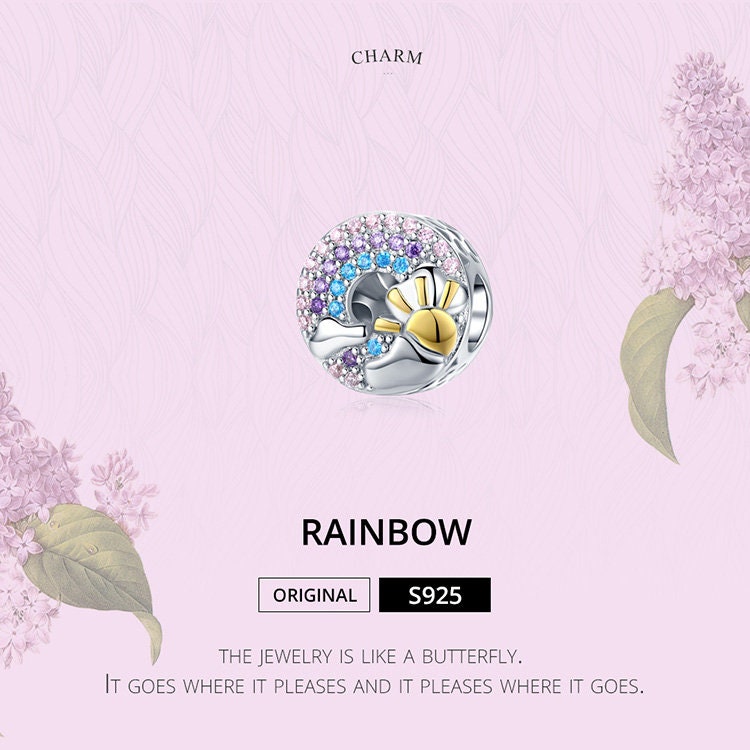 925 Sterling Silver Rainbow And Sunshine Charm Bead Fits | Etsy