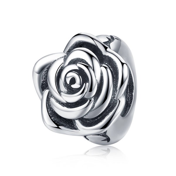 Sterling Silver Rose Charm - Etsy