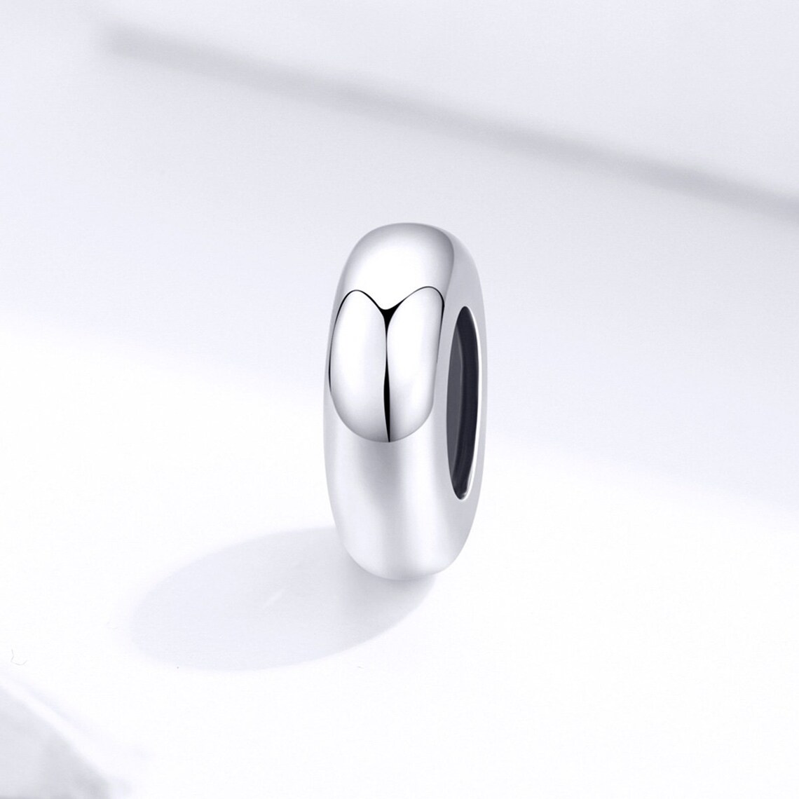 2 Pcs 925 Sterling Silver Simple Space Charm Bead Fits Charm Bracelet ...