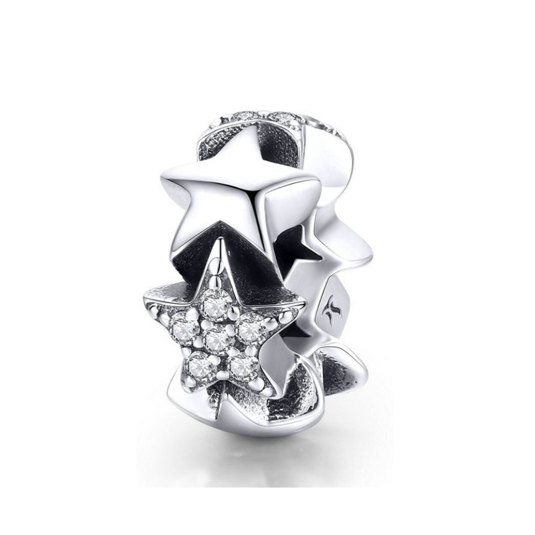925 Sterling Silver Star Charm Bead for European Charm Bracelet - Etsy