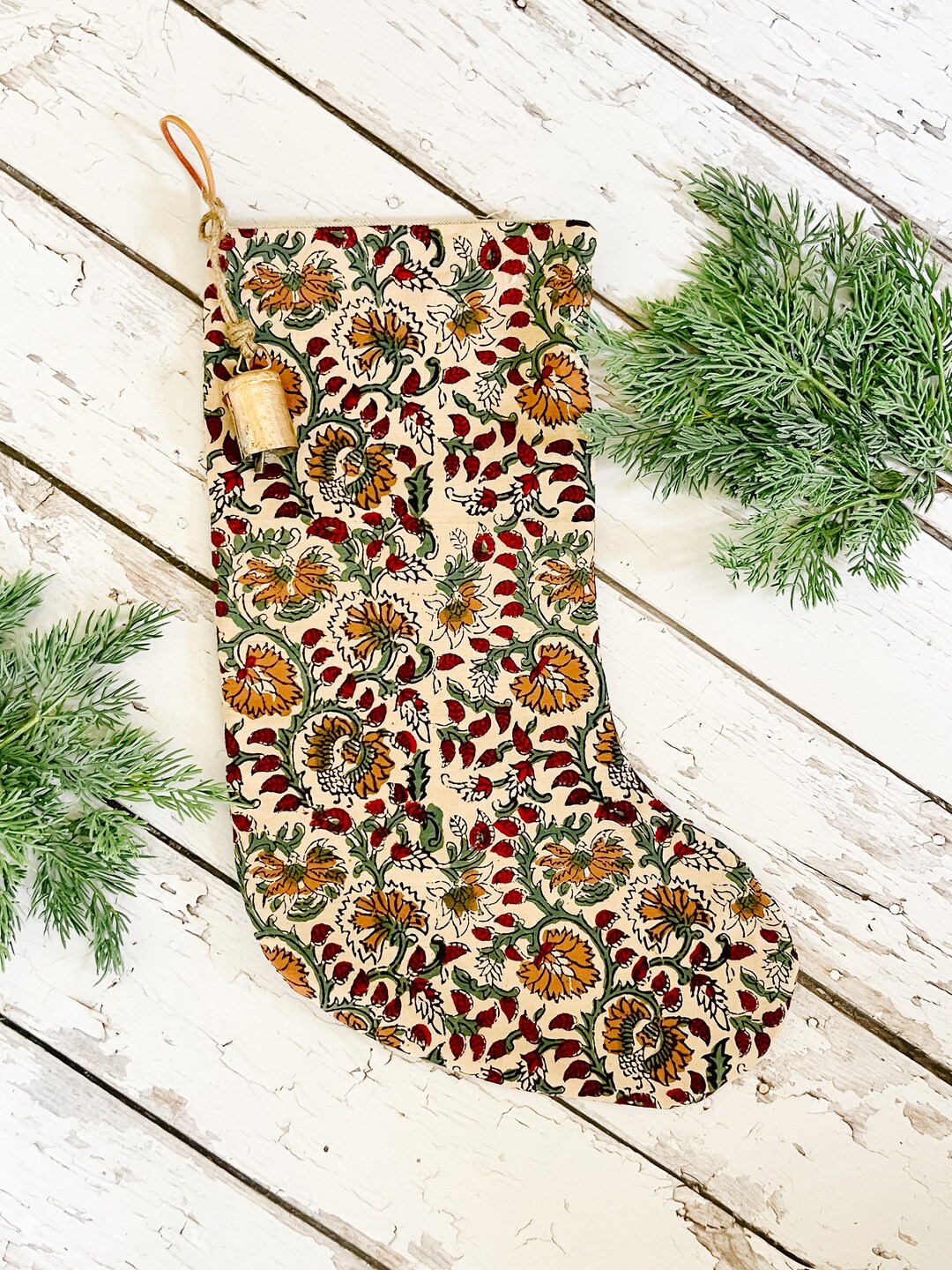 Vintage Inspired Floral Block Print Christmas Stockings Trendy ...