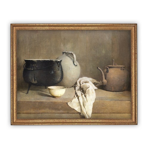 Still Life Painting Pot Still Life Vintage Kitchen Print - Etsy