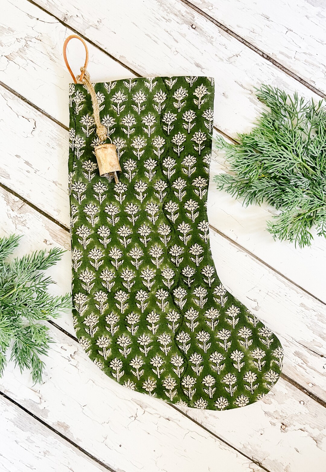 Vintage Inspired Floral Block Print Christmas Stockings Trendy ...