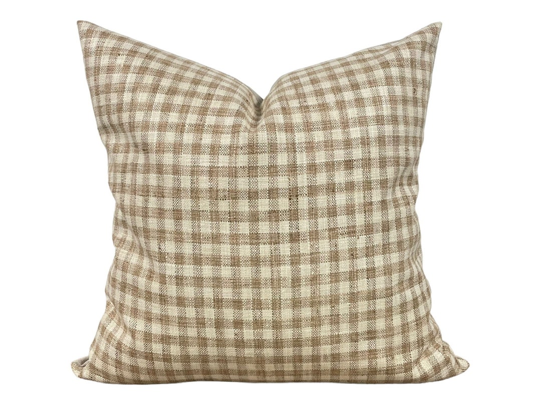 Designer campbell Checkered Pillow Cover // Brown and Beige Pillow ...