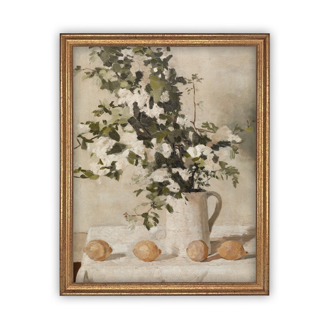 Vintage Framed Canvas Art // Framed Vintage Print // Vintage Painting ...