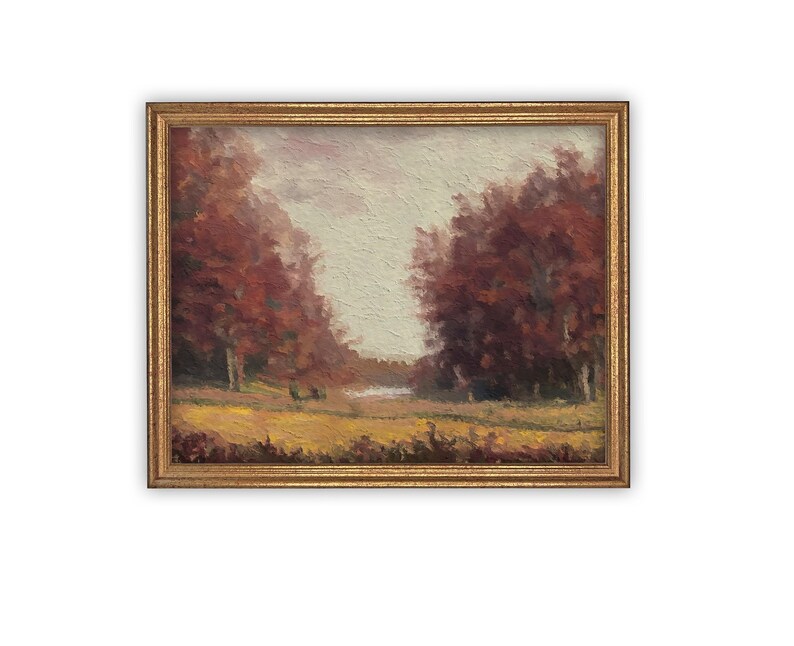 Vintage Fall Landscape Print: Framed Canvas Art - Etsy