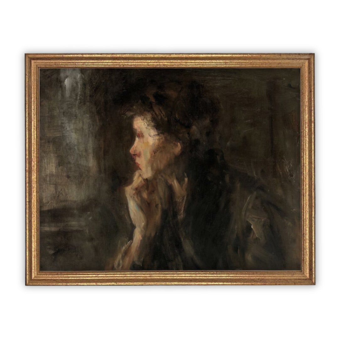 Vintage Framed Canvas Print: Portrait of a Woman - Etsy