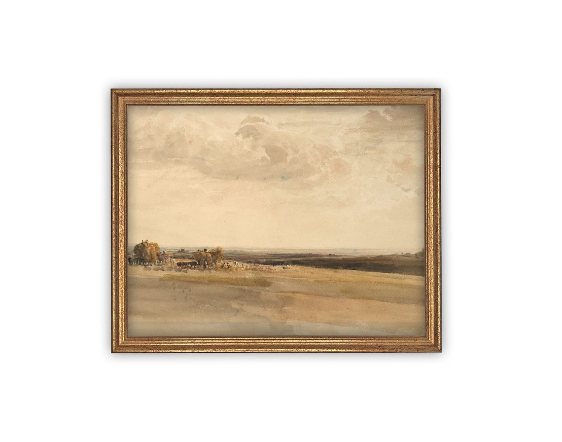 Vintage Framed Canvas Art // Framed Vintage Print // Vintage Painting ...