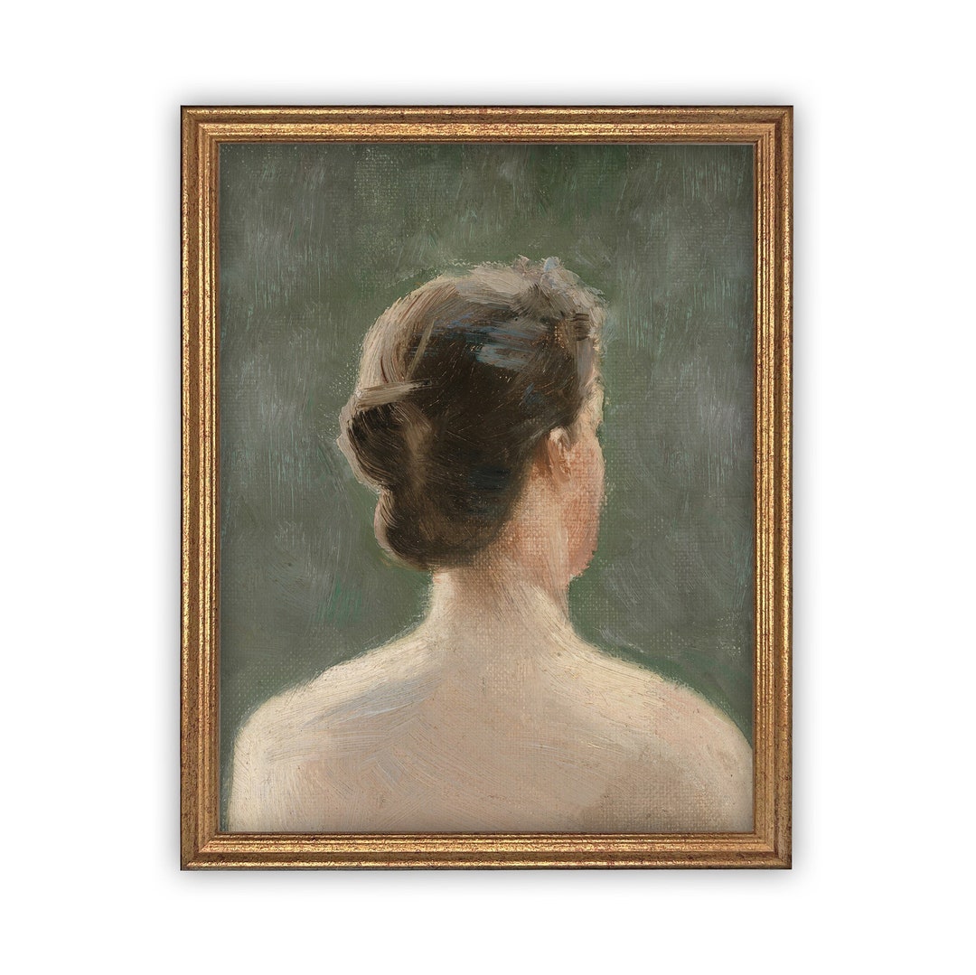 Vintage Framed Canvas Print: Green Portrait of a Woman - Etsy