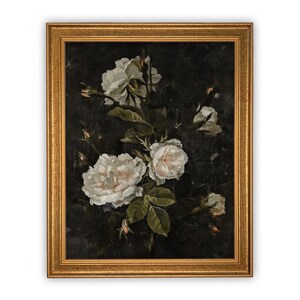 Vintage Framed Canvas Art// Framed Vintage Floral Print // Vintage ...