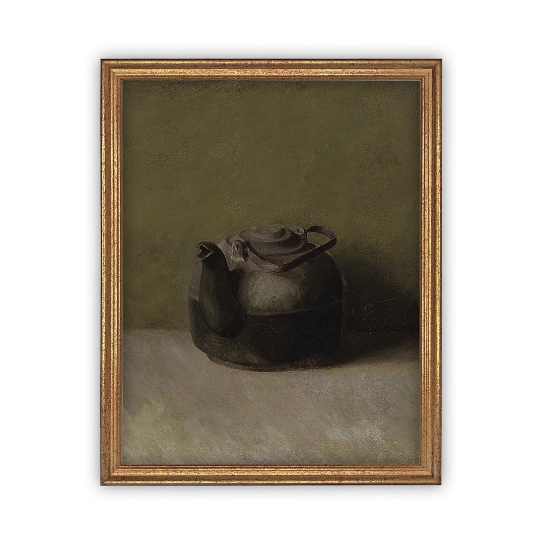Framed Vintage Teapot Canvas Print: Farmhouse Kitchen Still Life - Etsy