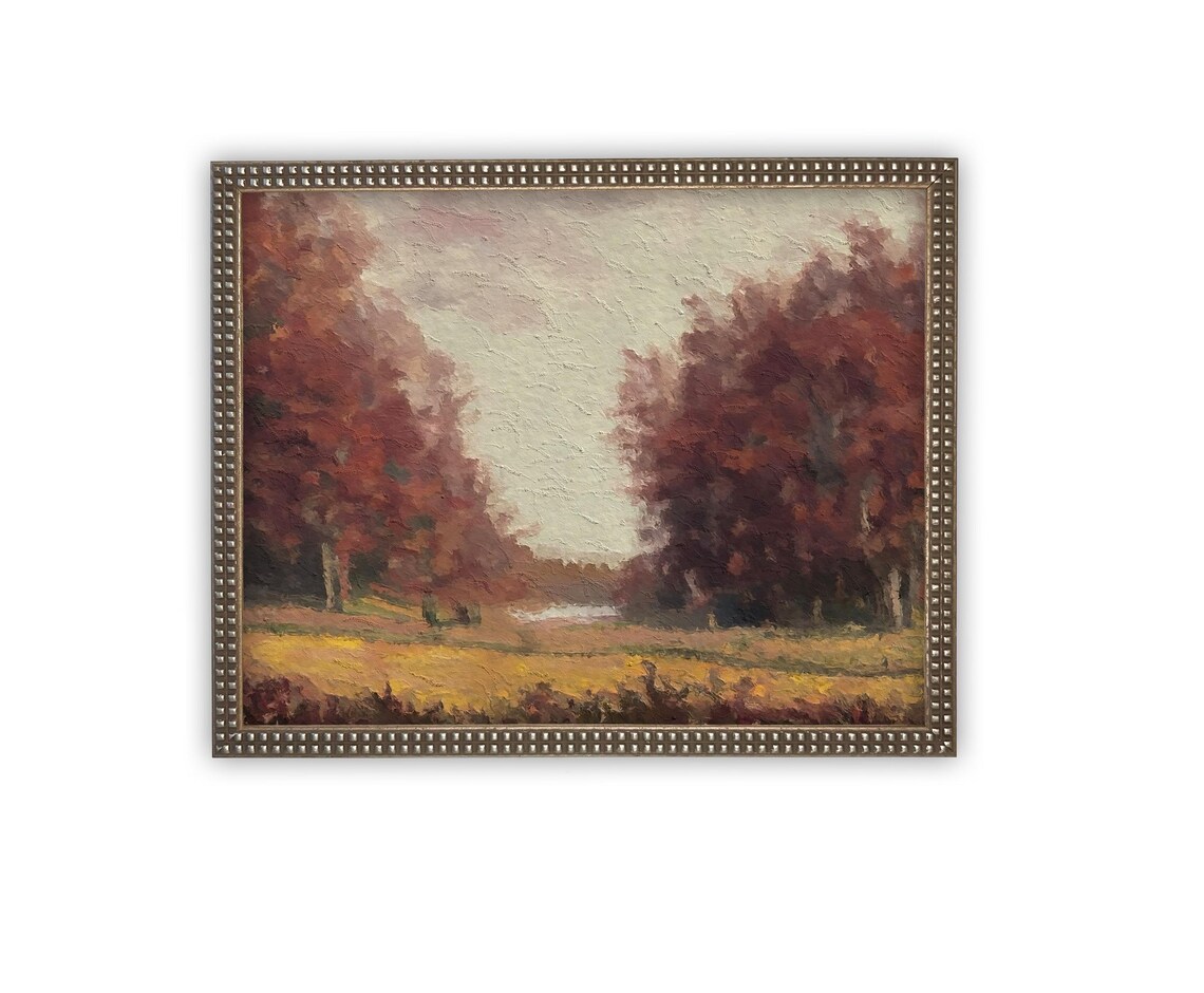 Vintage Fall Landscape Print: Framed Canvas Art - Etsy