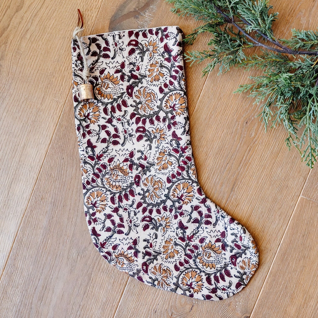 Vintage Inspired Floral Block Print Christmas Stockings - Etsy