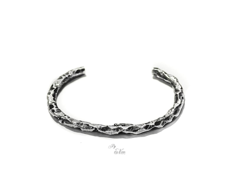The Rusty Rock Cuff, by Nevo Silver & Black Rusty Bangle, Handmade Hard ...