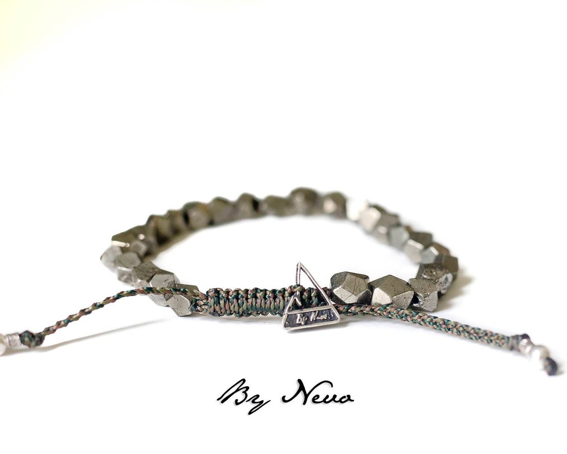 Faceted Pyrite Bracelet, Pyrite Gemstone Bracelet, Polygonal Gemstone ...