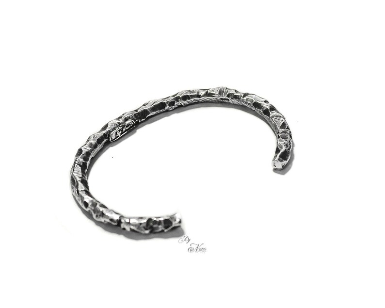 The Rusty Rock Cuff, by Nevo Silver & Black Rusty Bangle, Handmade Hard ...