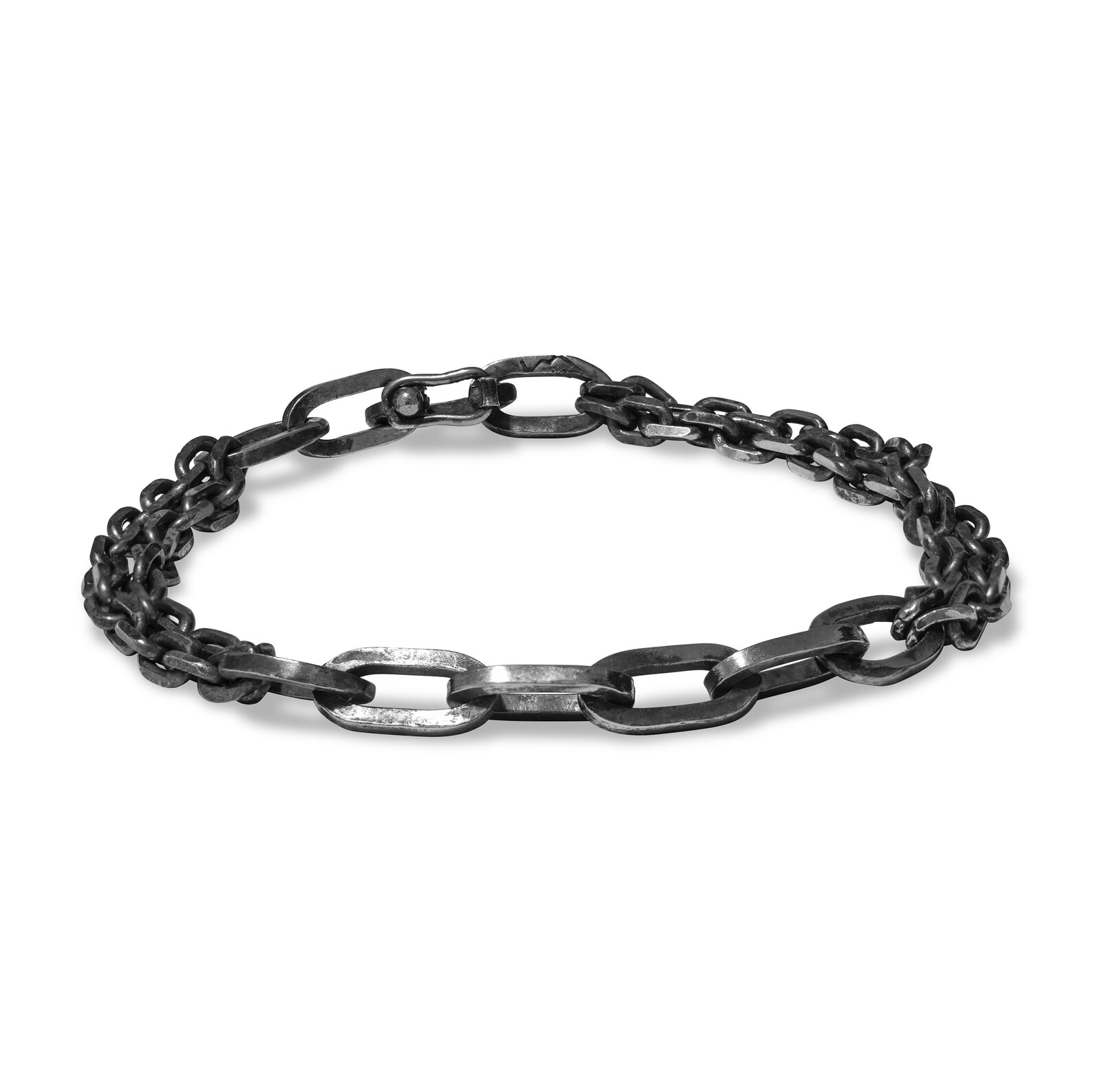 Rustic Elegance: Handcrafted Oxidized Sterling Silver Bracelet by Nevo ...