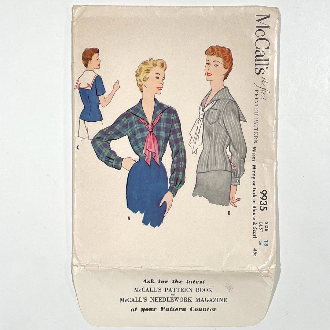 Sailor Blouse Pattern and Anchor Appliques, Middy Blouse, 1940s 1950s ...