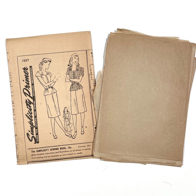 1940s Peplum Suit Dress Pattern: Simplicity 1357, Bust 34 - Etsy