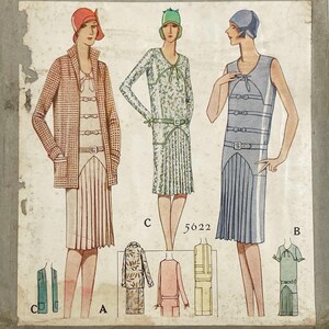 B-40, UNCUT 1920s Dress and Jacket or Coat, Horizontal Straps, Dropped ...