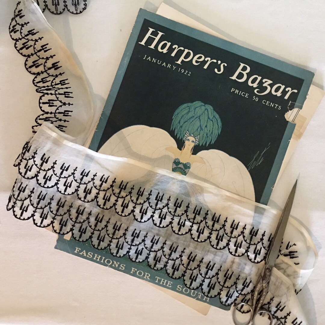 2 Yards, Sheer Organza 1920s Trim, Art Deco Titanic, Edwardian Flapper ...