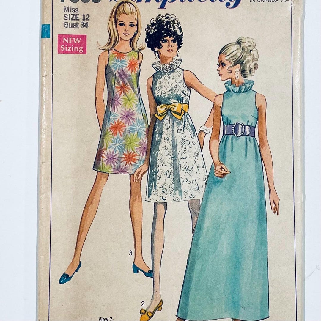 1960s Dress Pattern, Sheath Dress, Empire Waist, Cocktail Dress ...