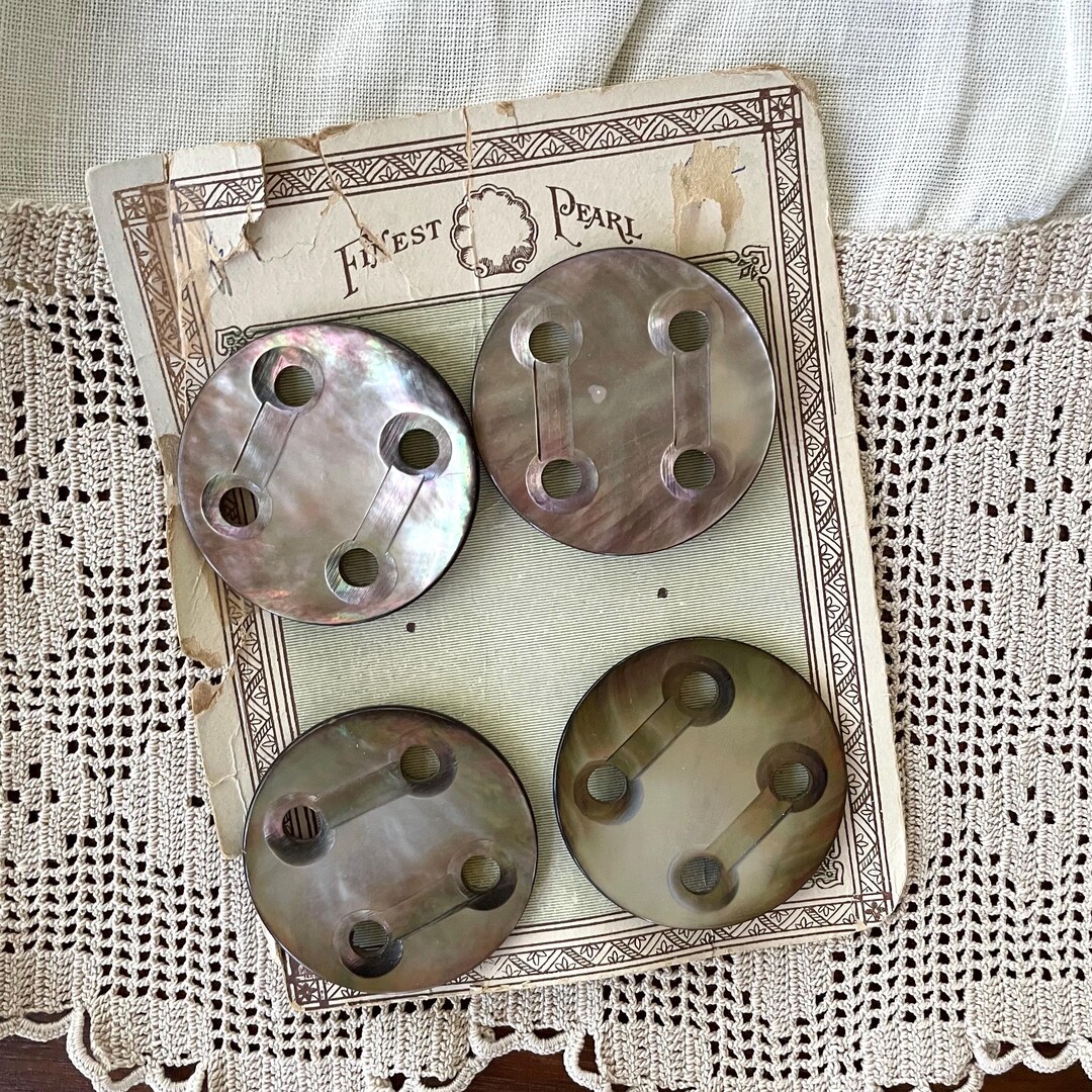 Vintage XL Abalone Shell Buttons, Hand Carved Mother of Pearl, 1920s, 1 ...