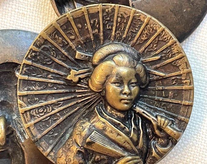 Antique Portrait Buttons, Metal: Mikado, 1880s, Set of 5 - Etsy