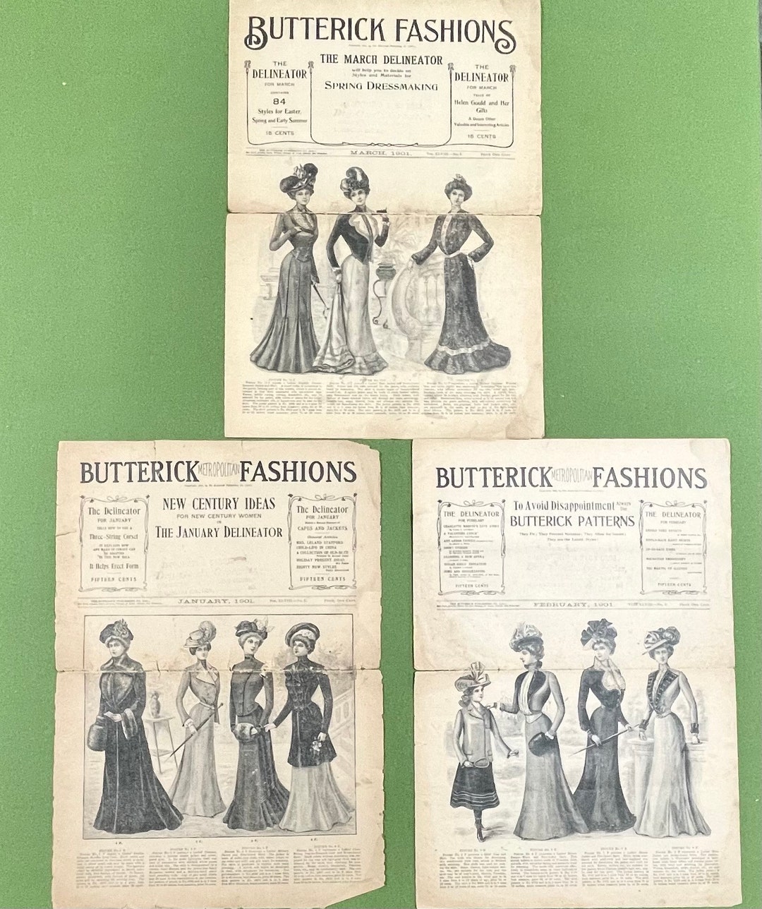 3 Months RARE Butterick Fashions Dry Goods Store Pattern Flyers, 1900s ...