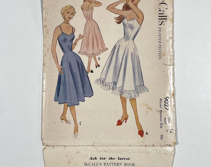 1950s Full Slip Pattern, Slip Dress, Princess Seams, Lingerie, 1840s ...