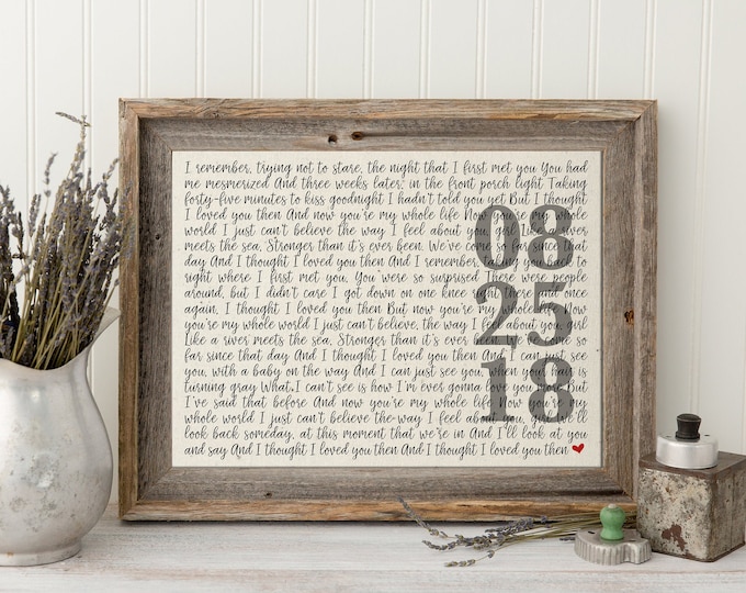 Song Lyrics Anniversary Gift