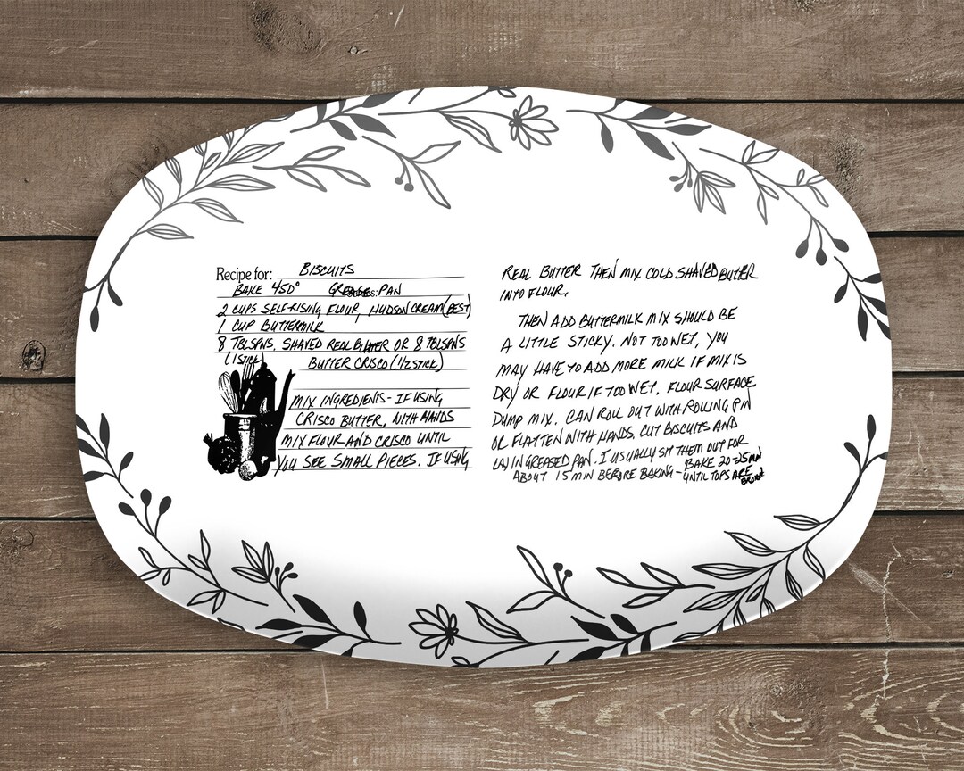Handwritten Recipe Dinner Plate, Your Family Recipe in Handwriting ...