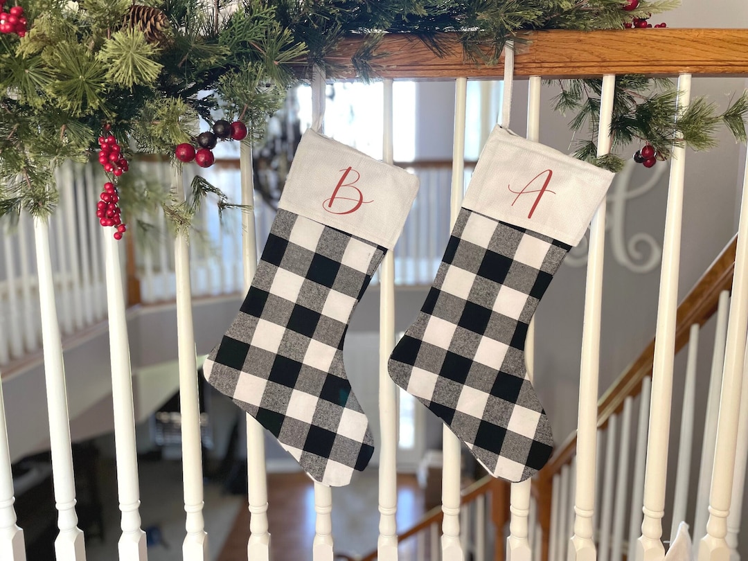 Rustic Farmhouse Stocking, Flannel Stockings, Buffalo Check Christmas ...