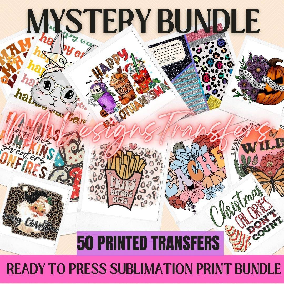 50 MYSTERY Bundle Pack Ready to Press Sublimation Transfers - Etsy