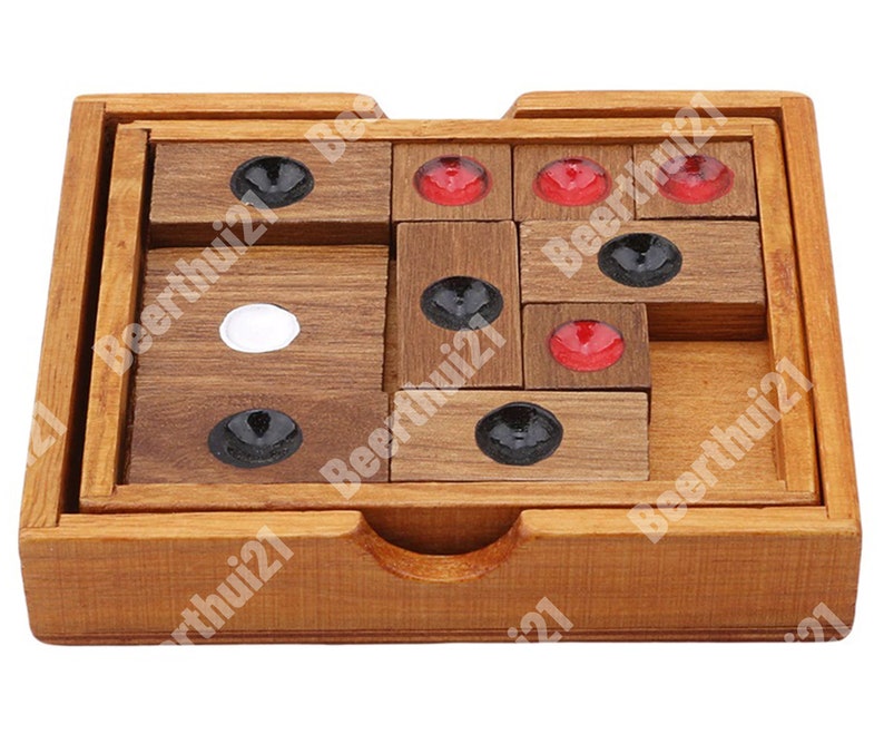 Setting Sun Puzzle, Wooden Klotski Sliding Block Puzzle, Brain Teaser ...