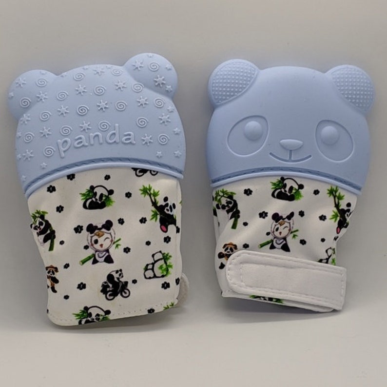PAIR of Panda Mitten Teething Mitts Baby Teether Glove - Etsy