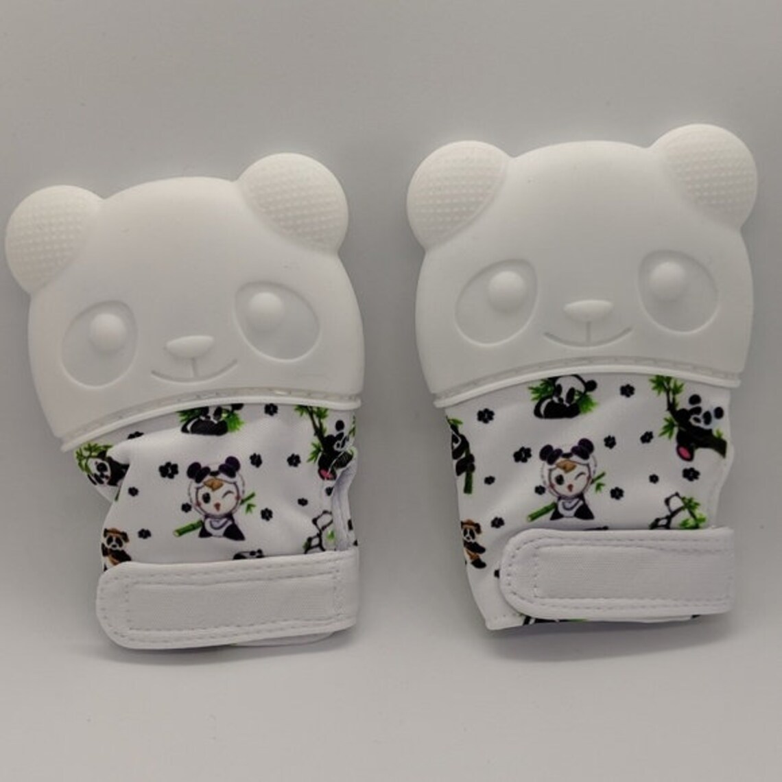 PAIR of Panda Mitten Teething Mitts Baby Teether Glove - Etsy