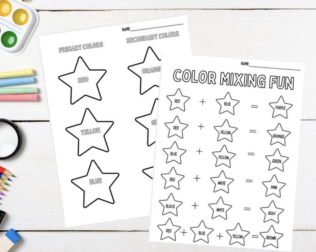 Color Mixing Chart, Color Theory Fun, Instant Downloads for Kids ...