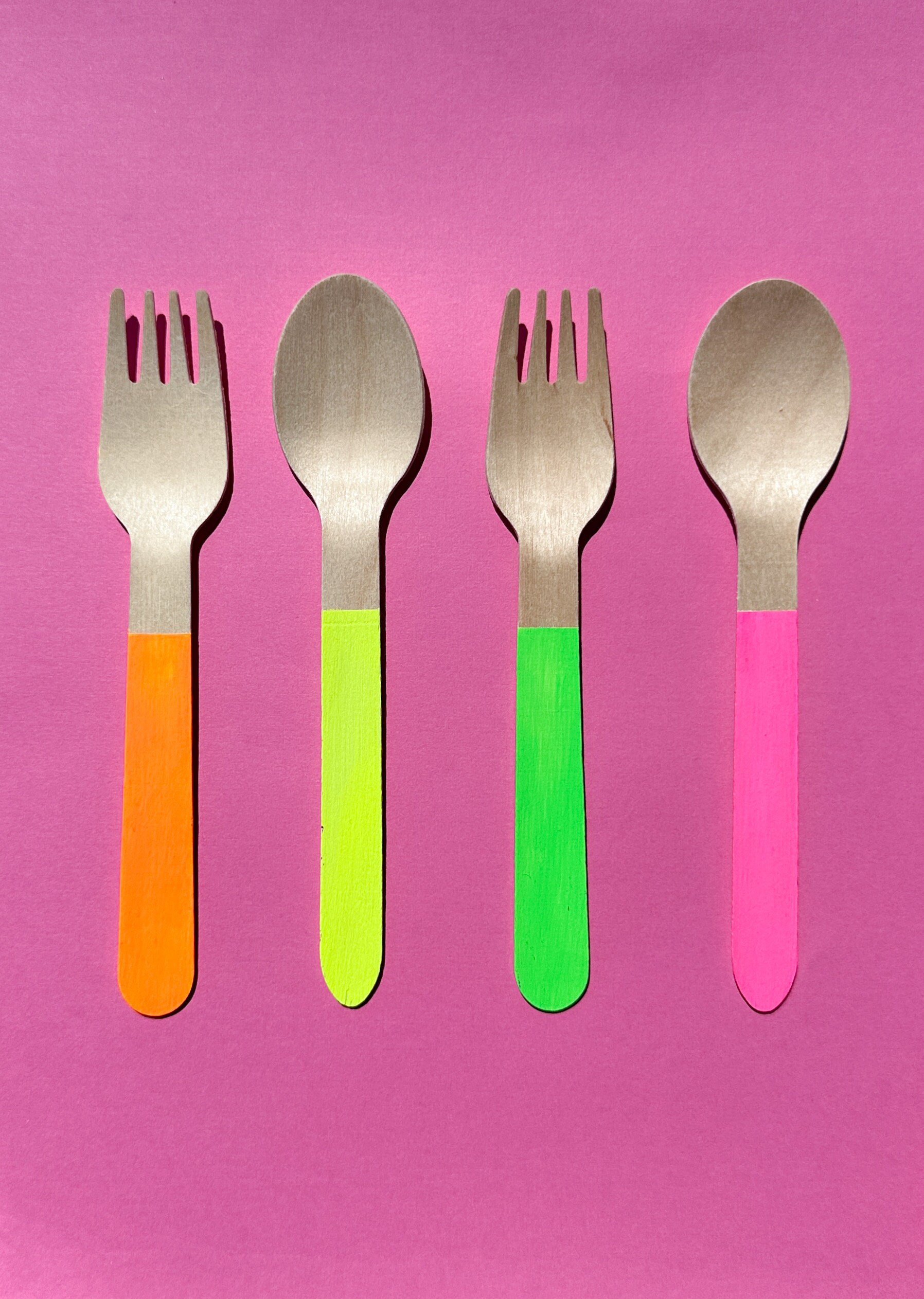 Neon Color Custom Wooden Cutlery - Etsy