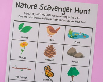 Kids Nature Scavenger Hunt Printable PDF - Outdoor Adventure Activity ...