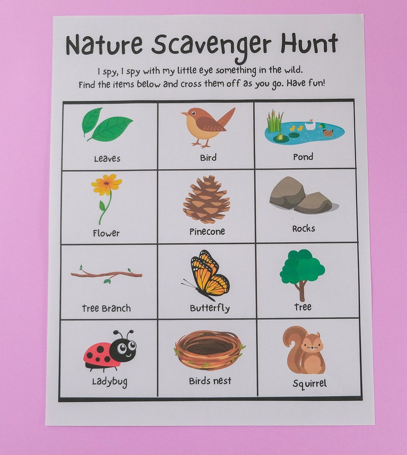 Nature Scavenger Hunt Printable PDF - Etsy