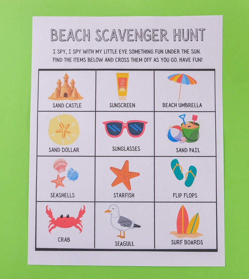 Beach Scavenger Hunt PDF - Etsy