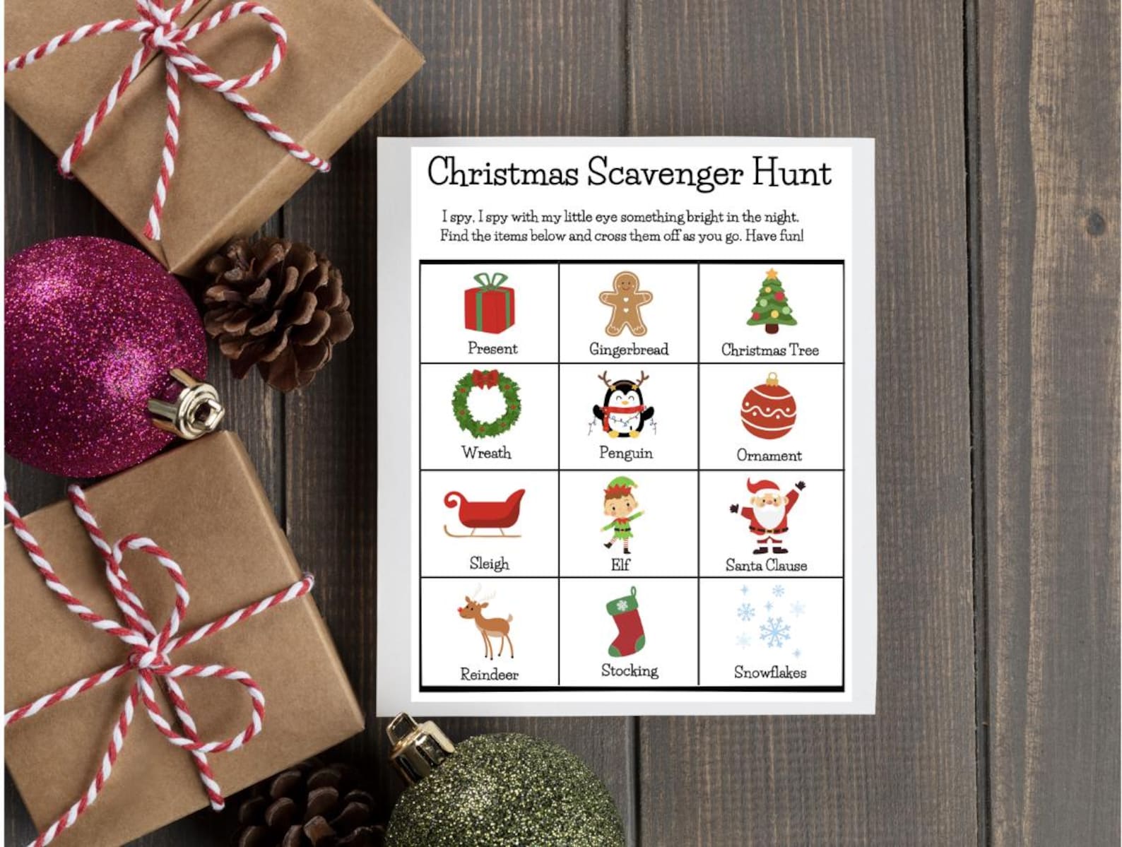 Christmas Scavenger Hunt PDF, PRINTABLE, Kids Scavenger Hunt, Christmas ...