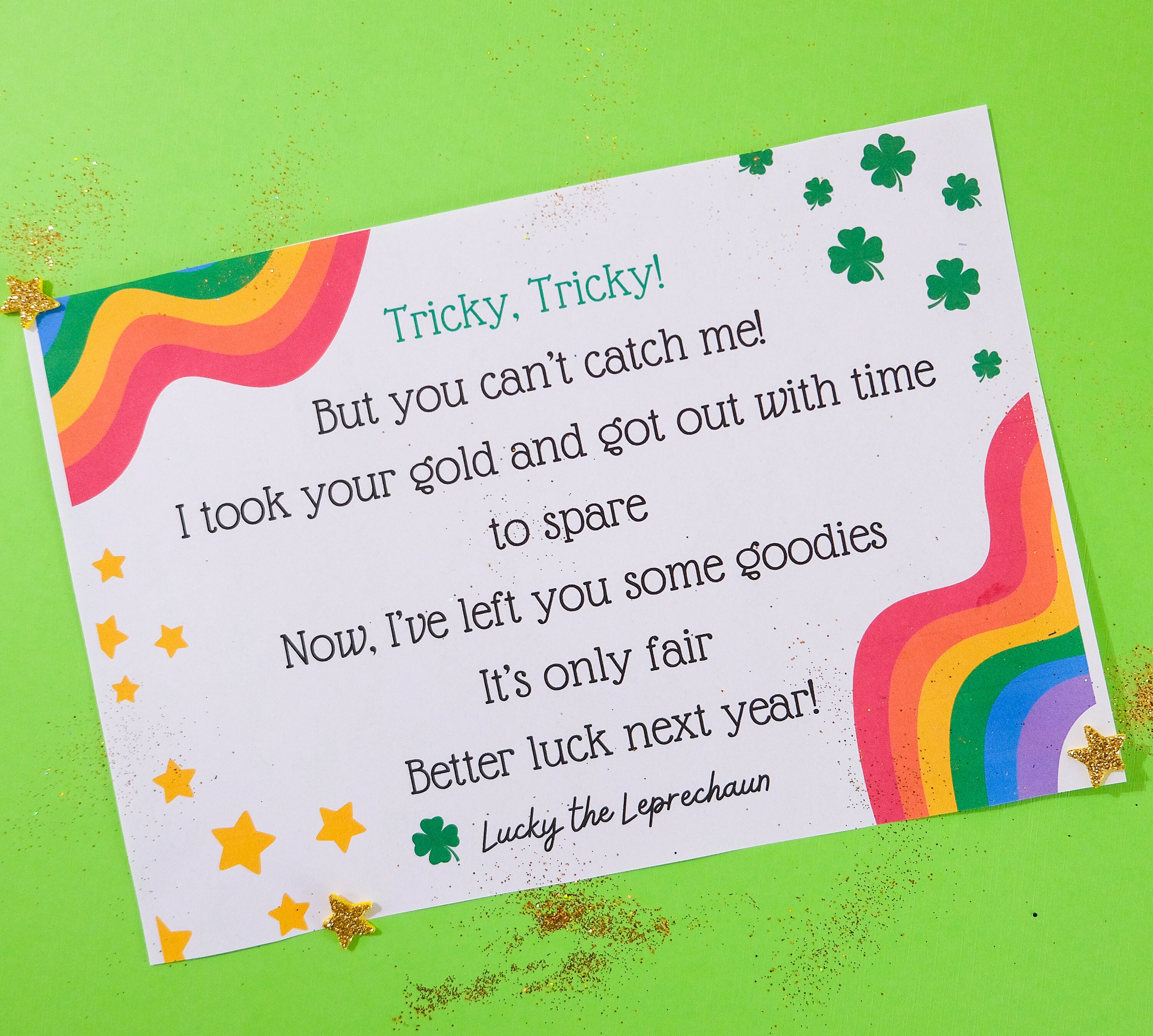 Leprechaun Letter PDF 5x7, PRINTABLE Leprechaun Note, Kids St. Patrick ...