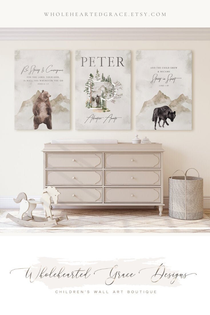 Bible Verse Canvas Wall Art Woodland Animal Quote Prints Bear | Etsy