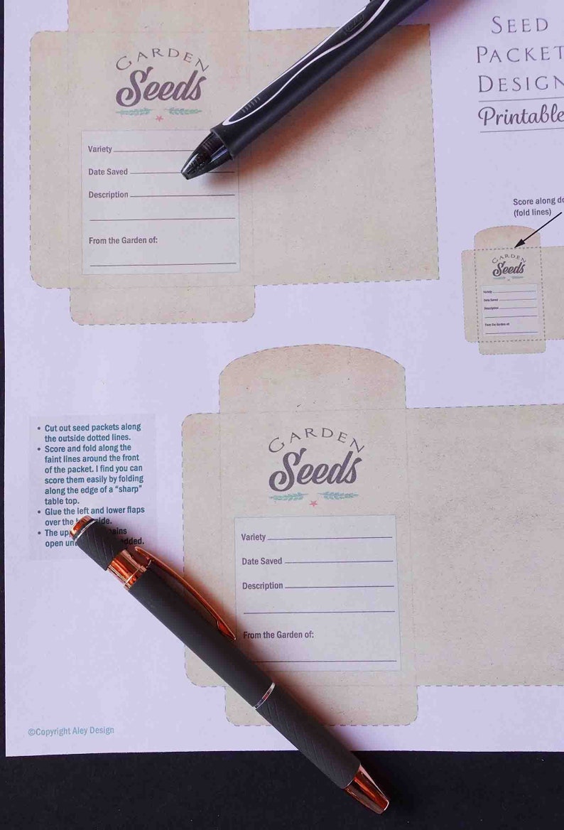 CUTE Seed Packet Digital Download Printable Design -- Vintage Kraft ...