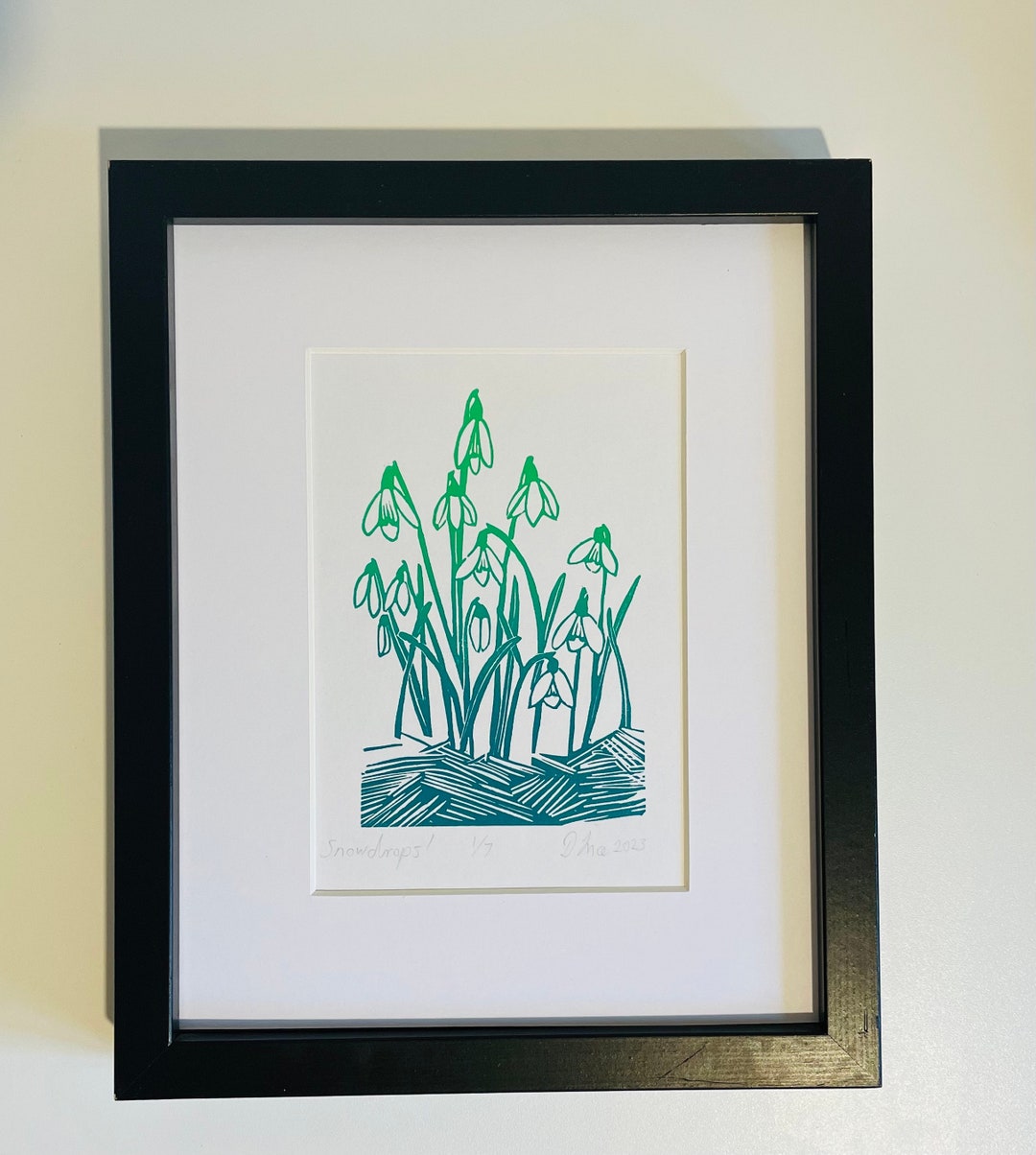 Snowdrops, Limited Edition Lino Cut Handmade Artwork Print - Etsy