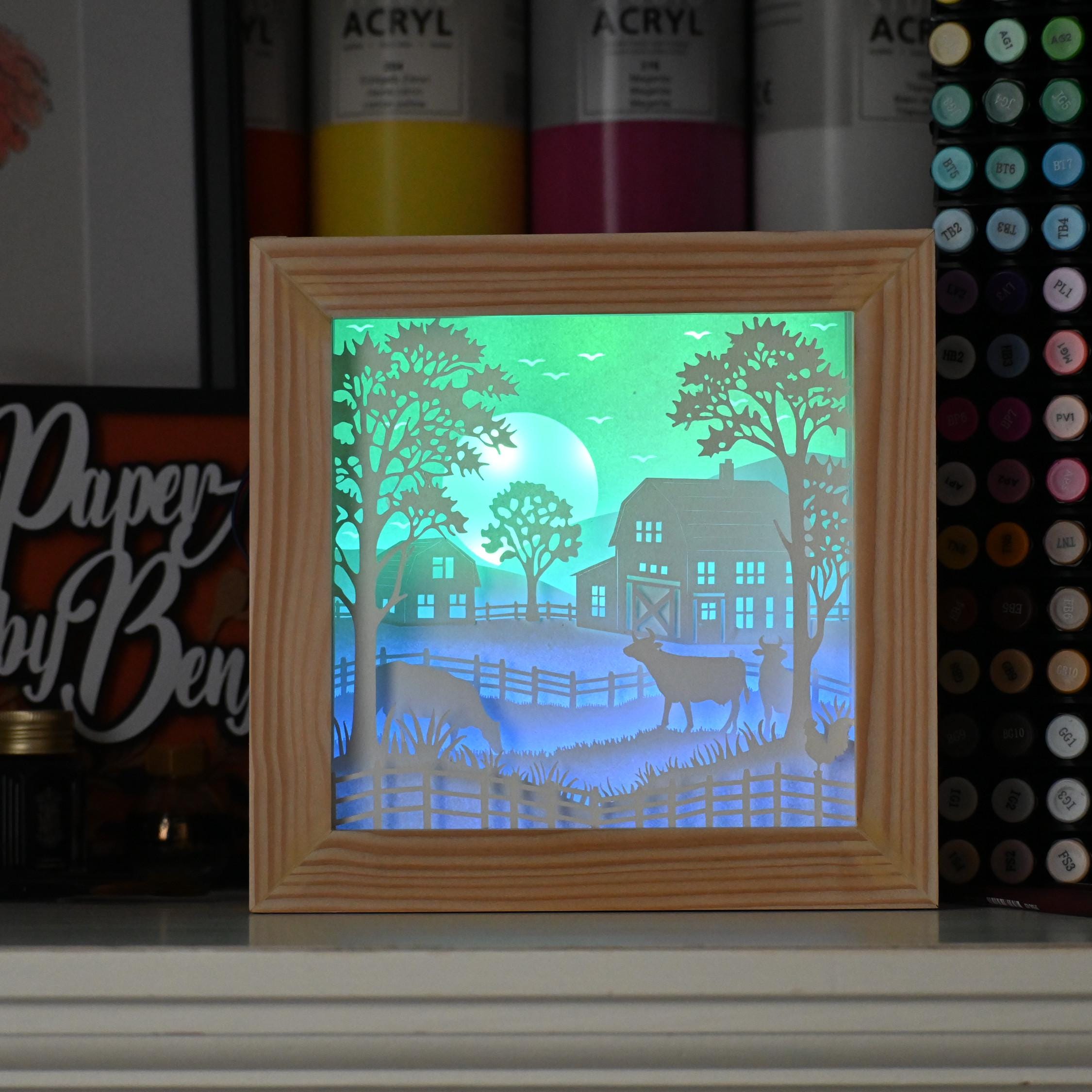 On the Farm Paper Cut Light Box Template 3D Papercut Shadow Layered ...