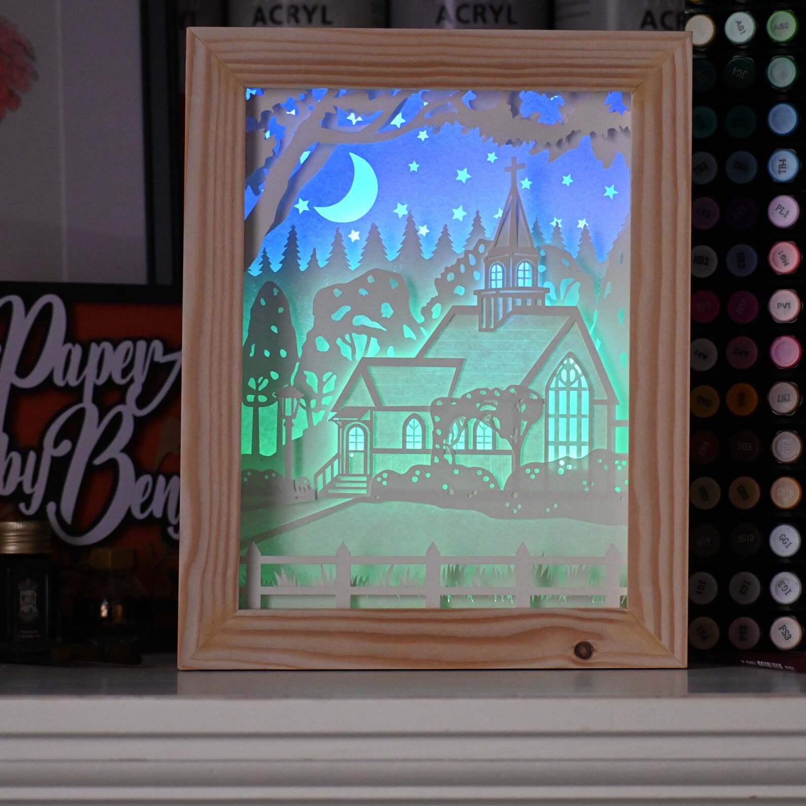 Evening Church Paper Cut Light Box Template 3D Papercut Shadow Layered ...