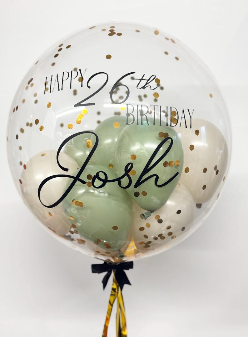 Personalised Birthday Bubble Balloon: Helium Inflated, Custom Message ...